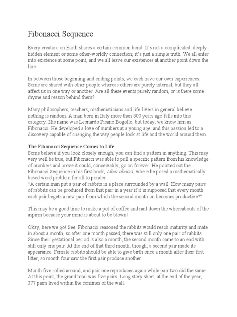 Fibonacci Sequence | PDF | Teaching Mathematics | Science