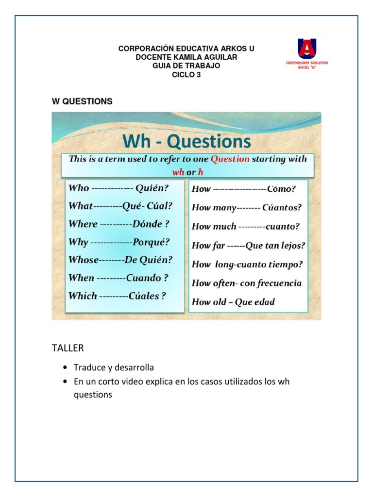 Ingles C3 WH Questions | PDF