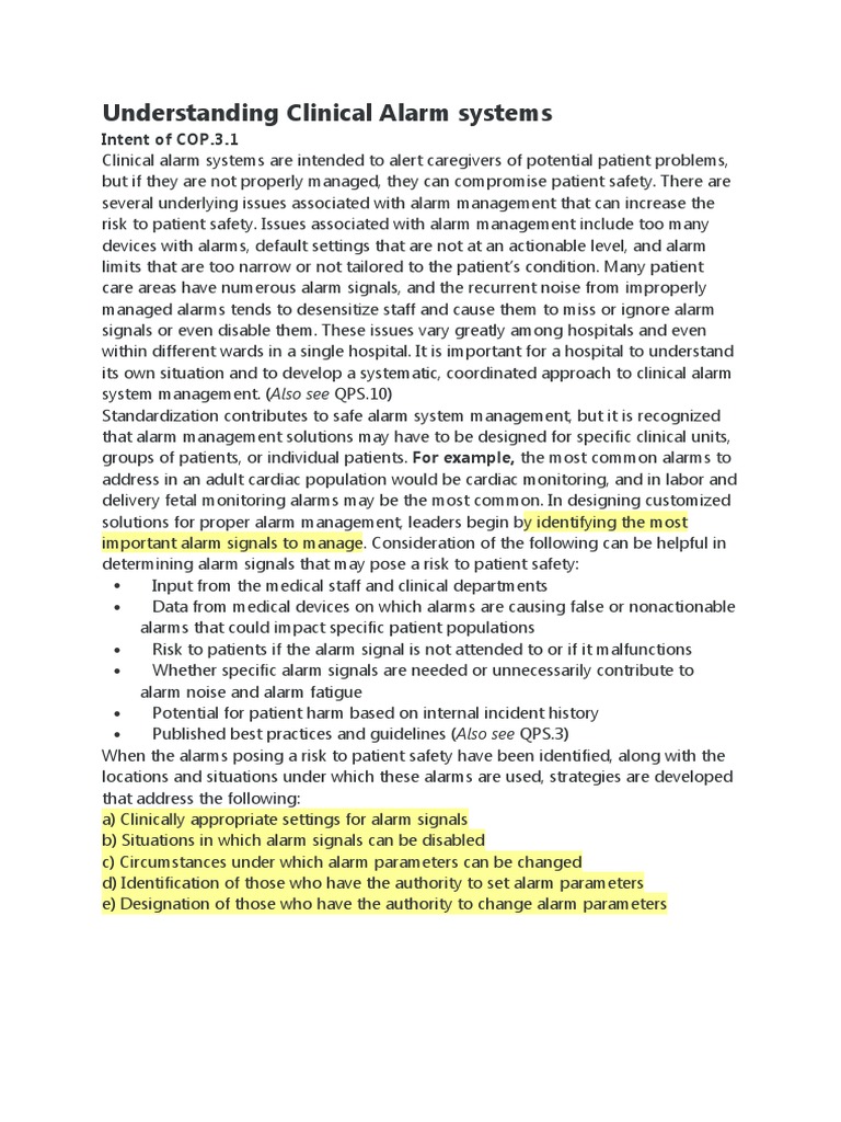 Understanding Clinical Alarm Systems | PDF | Patient Safety | Risk