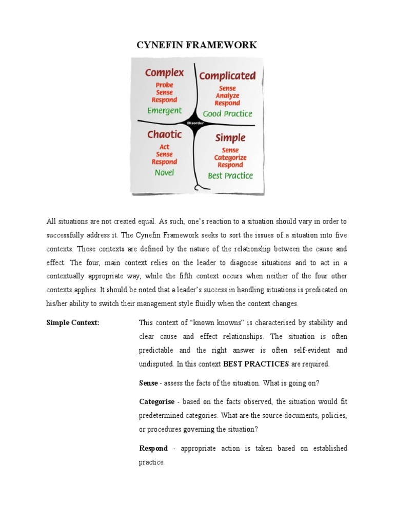 Cynefin Framework: Simple Context | PDF | Cognitive Science ...