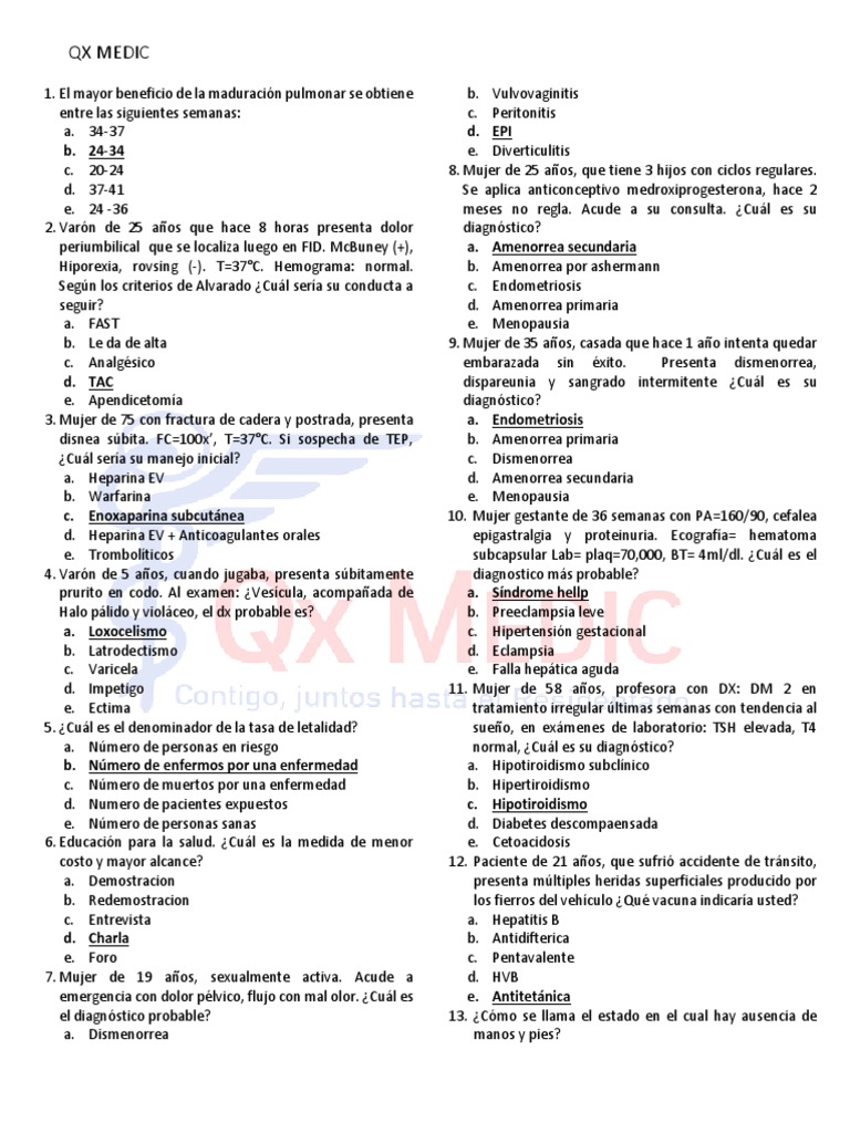 Simulacro Enam 2016 - Parte A Con Claves | PDF | Tos | Placenta