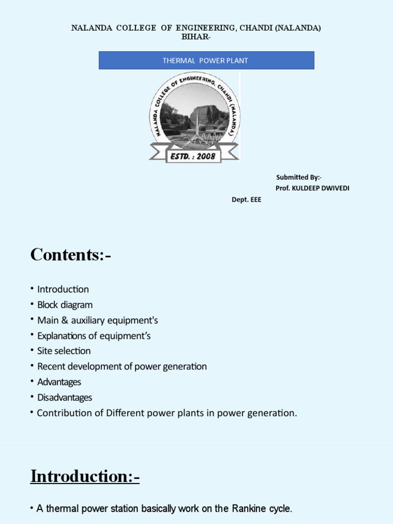 17.THERMAL POWER PLANT PPT 1 | PDF | Boiler | Heat Exchanger