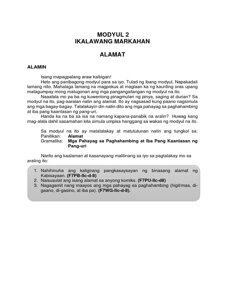 Filipino 7 - Modyul 2 2nd Quarter | PDF