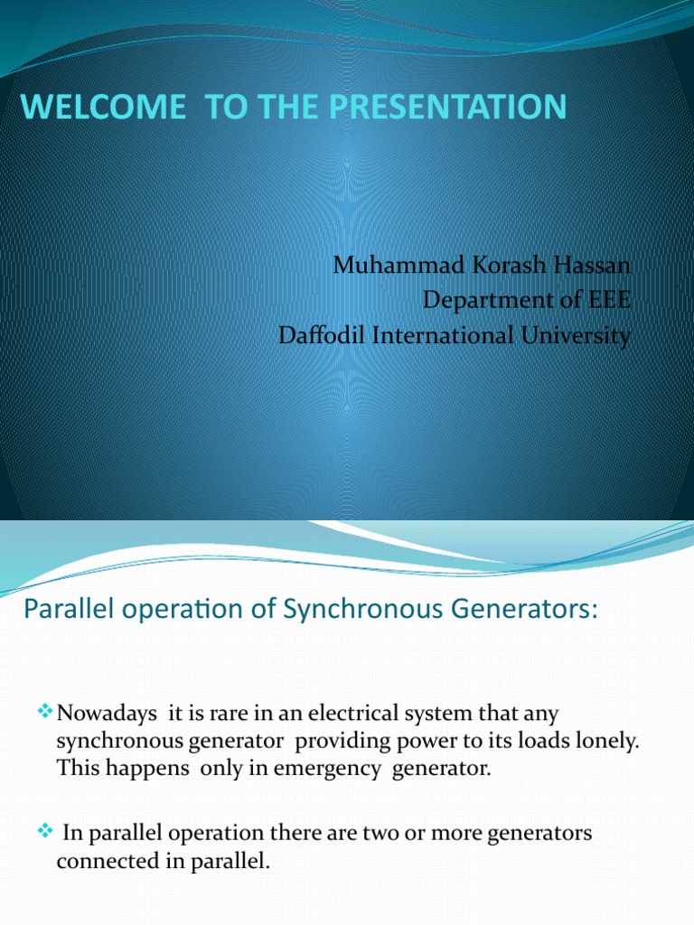 Parallel Operation of Synchronous Generators | PDF | Technology ...