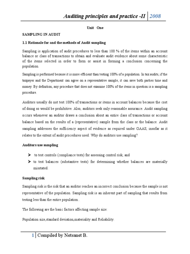 Chapter 1 & 2 | PDF | Audit | Sampling (Statistics)