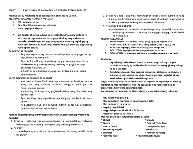 Kasanayan Sa Pagsulat 101 | PDF