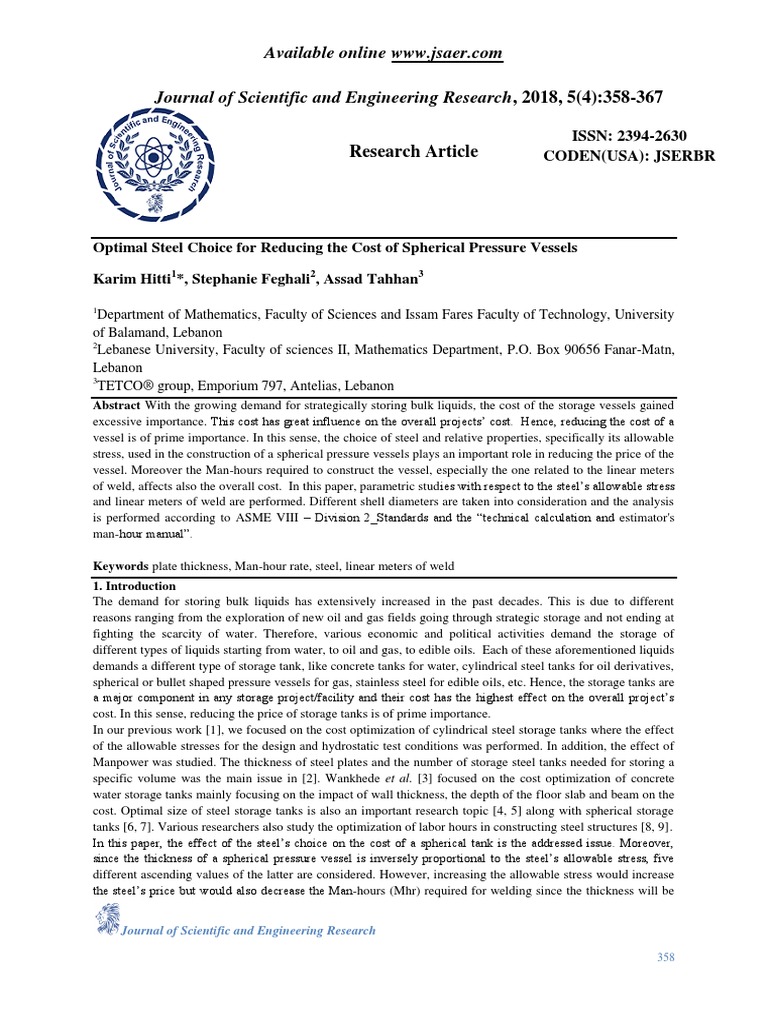 Spherical Pressure Vessels PDF | PDF | Sphere | Stress (Mechanics)