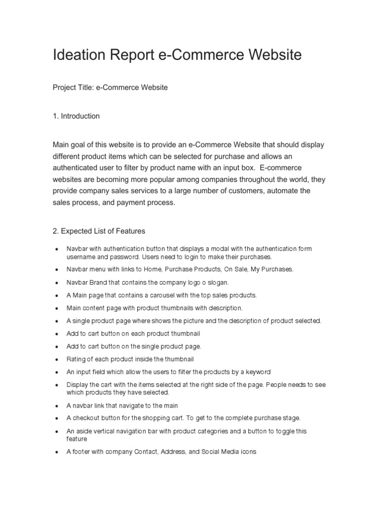 Ideation Report Ecommerce Website | PDF | E Commerce | Search Engine Optimization