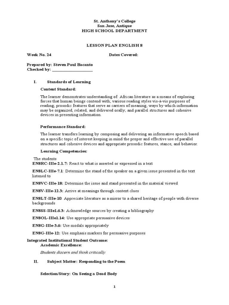 Responding to Poetry in Class | PDF | Poetry | Lesson Plan