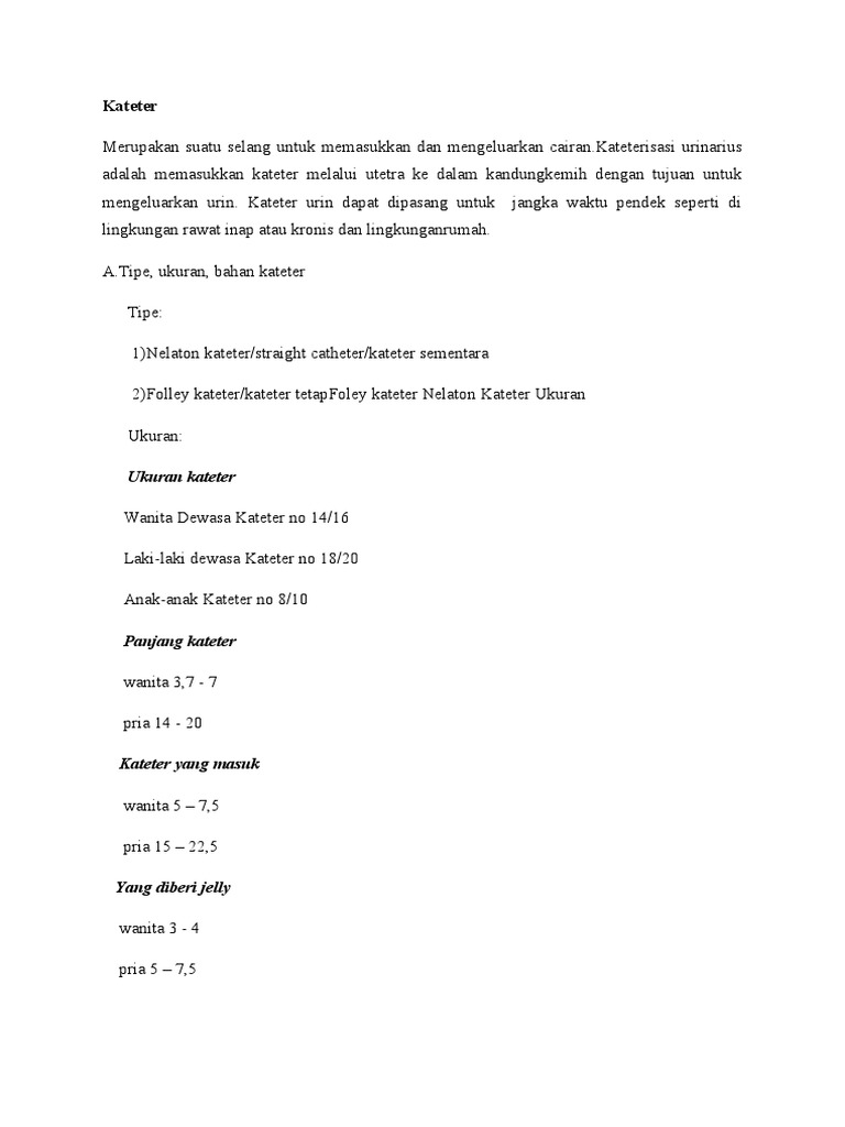 Ukuran Kateter Urin Dewasa dan Anak | PDF | Kesehatan Holistik | Sains ...