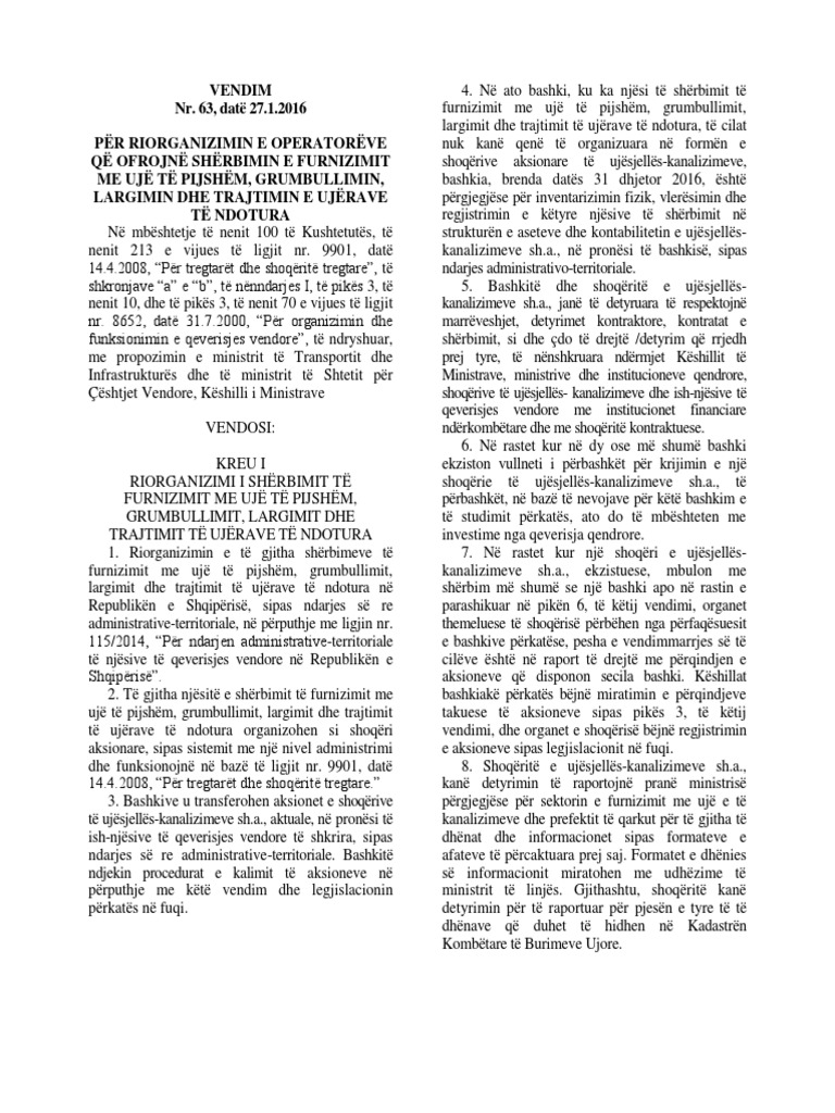 Vendim-i-KM 63 27.01.2016 | PDF