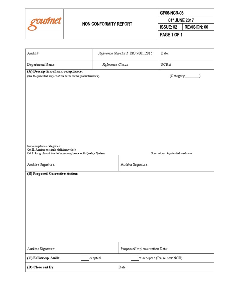 Internal Audit - NCR | PDF