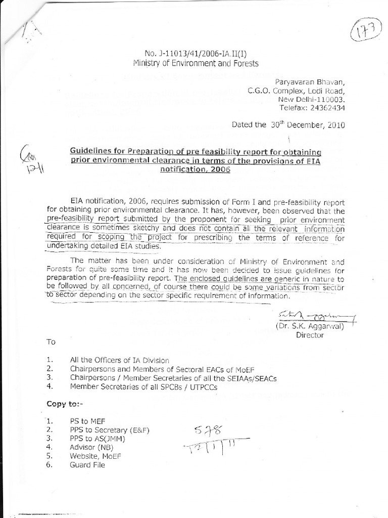 Guidelines For PFR preparation-MOEFCC | PDF