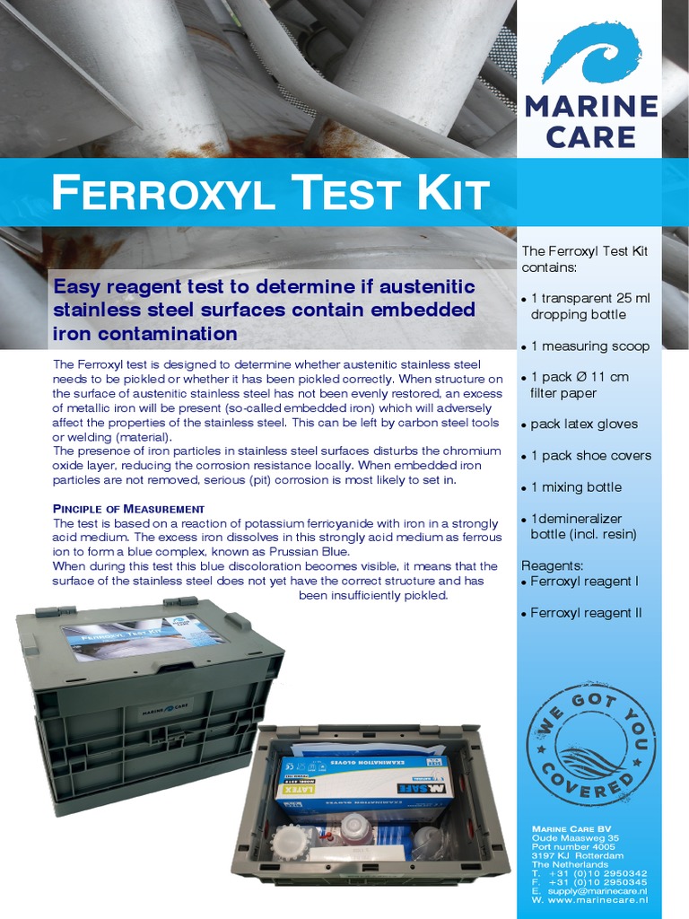 Leaflet Ferroxyl Test Kit New | Download Free PDF | Stainless Steel | Iron