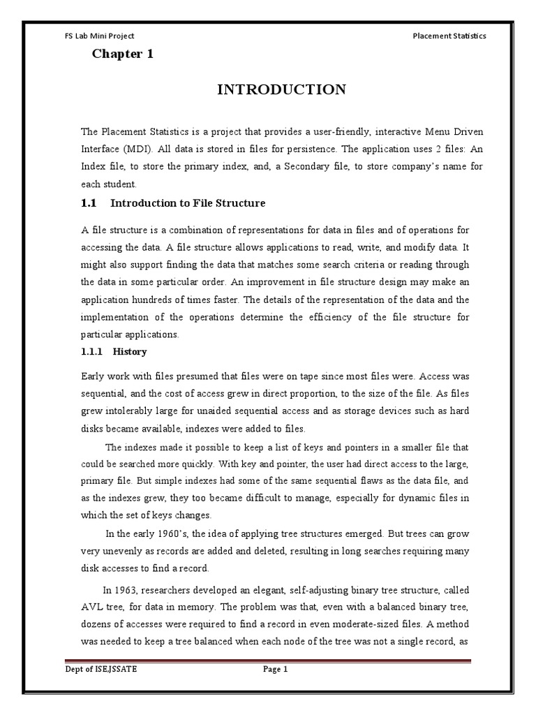 Introduction To File Structure: FS Lab Mini Project Placement ...
