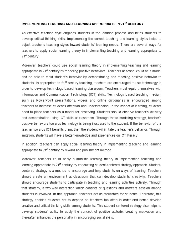How Teachers Could Apply Social Learning Theory in Classroom | PDF ...