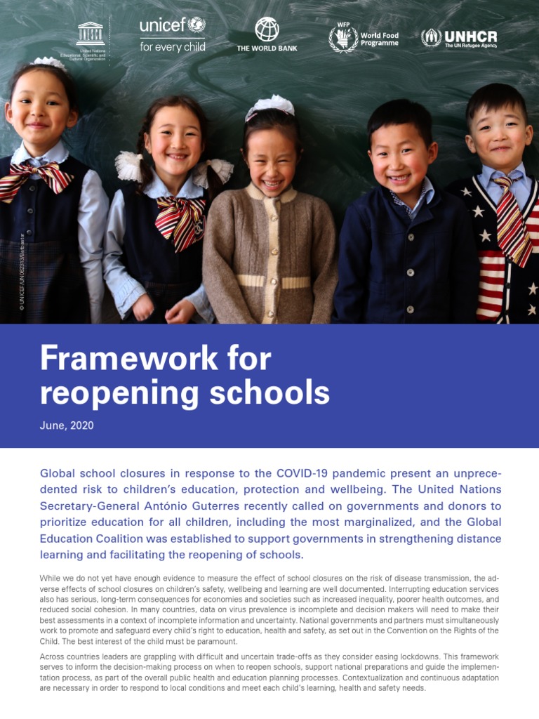 Framework For Reopening Schools 2020 | PDF | Schools | Hygiene