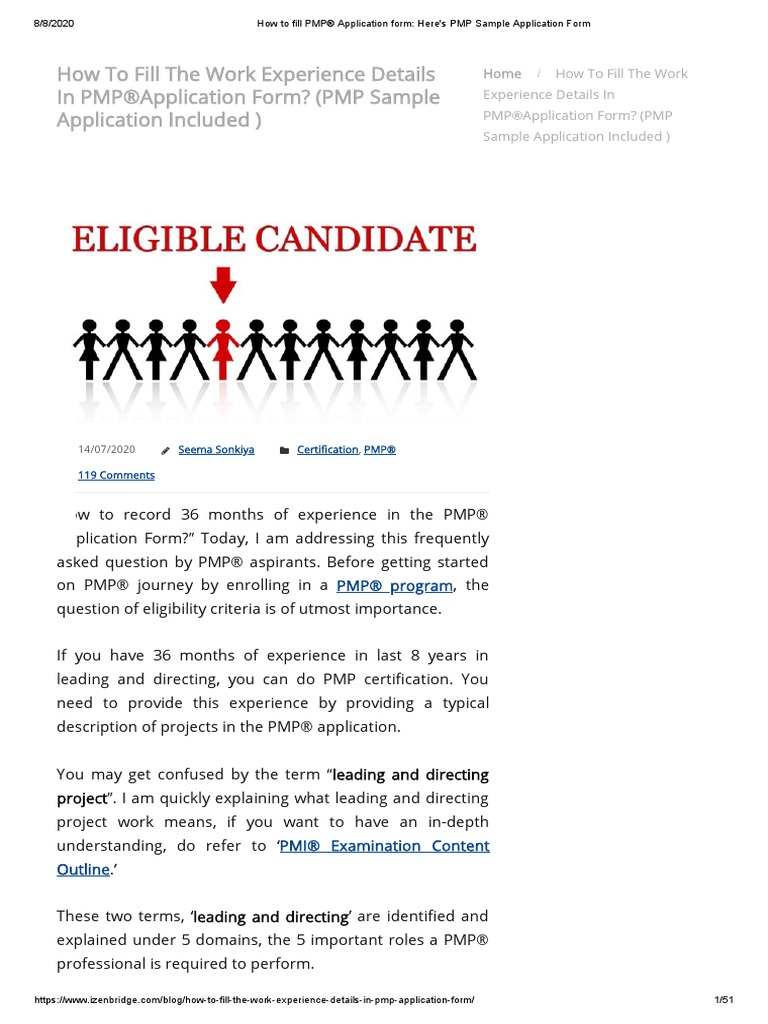 How To Fill PMP® Application Form - Here's PMP Sample Application Form ...