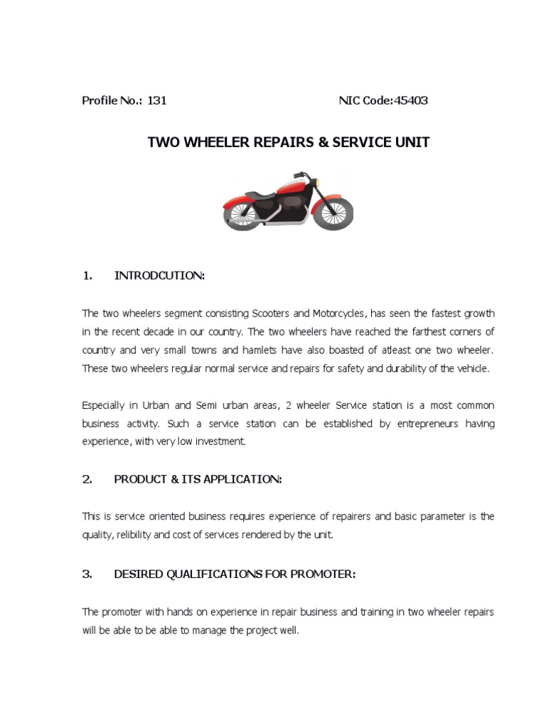 Two Wheeler Repair and Service Unit | PDF | Working Capital | Depreciation