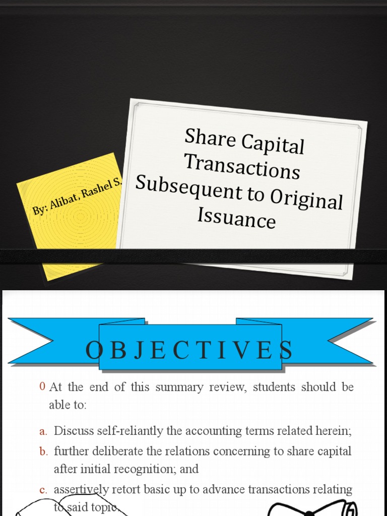 Alibat Share Capital Transactions Subsequent To Original Issuance | PDF ...