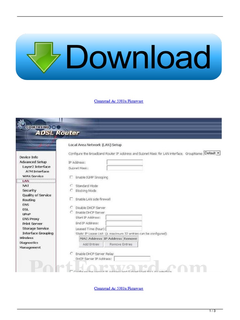 Comtrend Ar 5381u Firmware PDF | PDF | Router (Computing) | Wi Fi