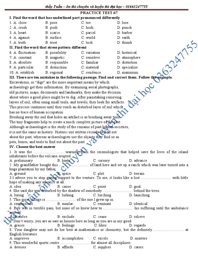 Mastering English Grammar and Vocabulary Through Practice Tests | PDF ...