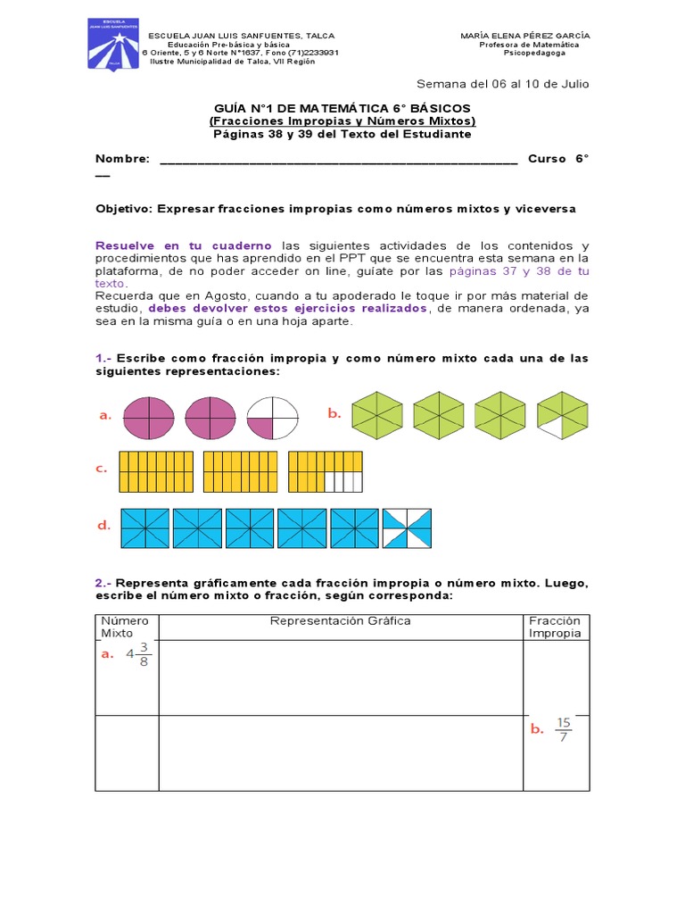 Fracciones Impropias y Números Mixtos | PDF | Fracción (Matemáticas ...