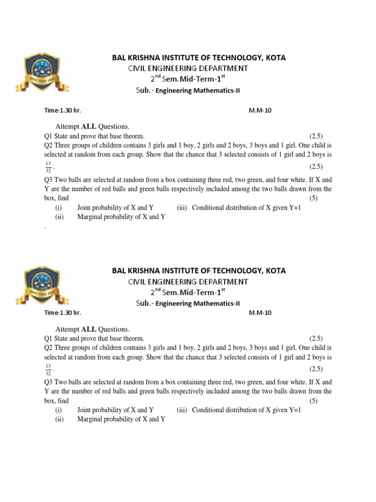 Advanced Engineering Mathematics (4th Sem Civil) | PDF