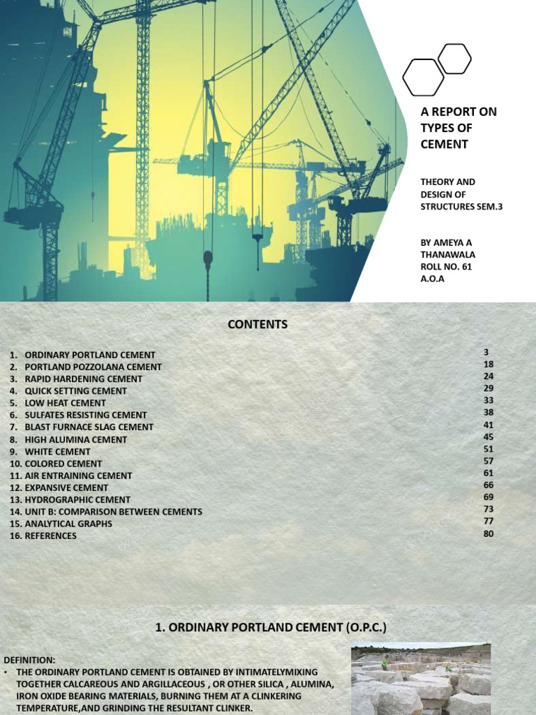 Analysis of Common Cement Types Used in Construction Projects | PDF ...