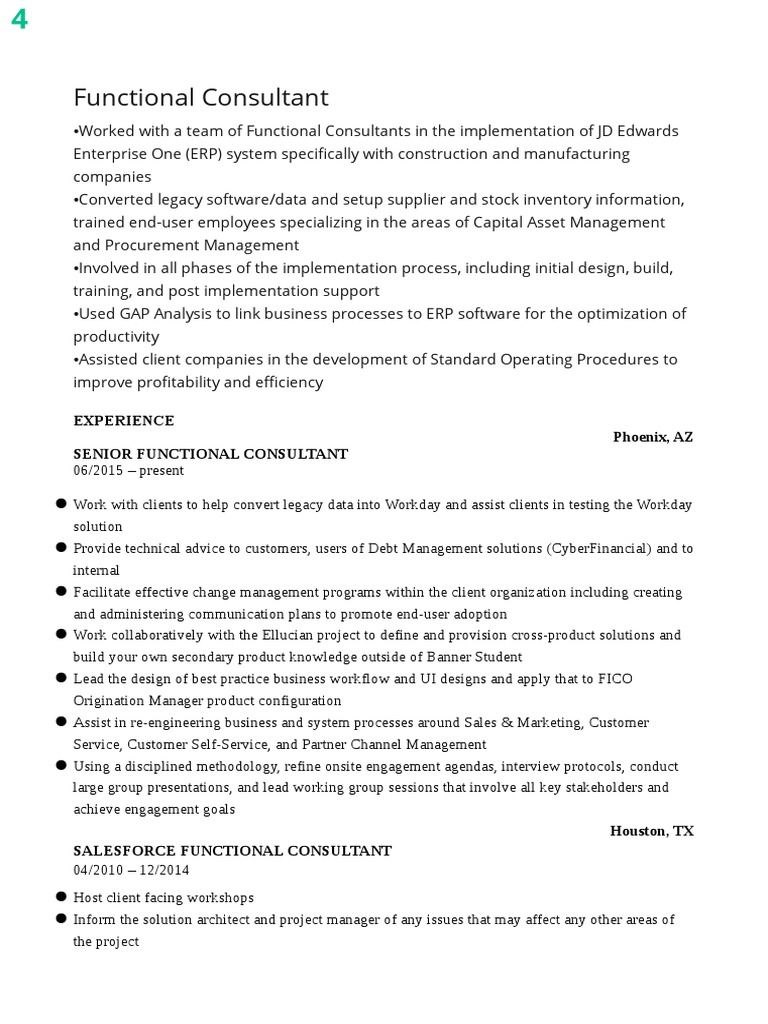 Senior Functional Consultant Resume | PDF | Business Process ...
