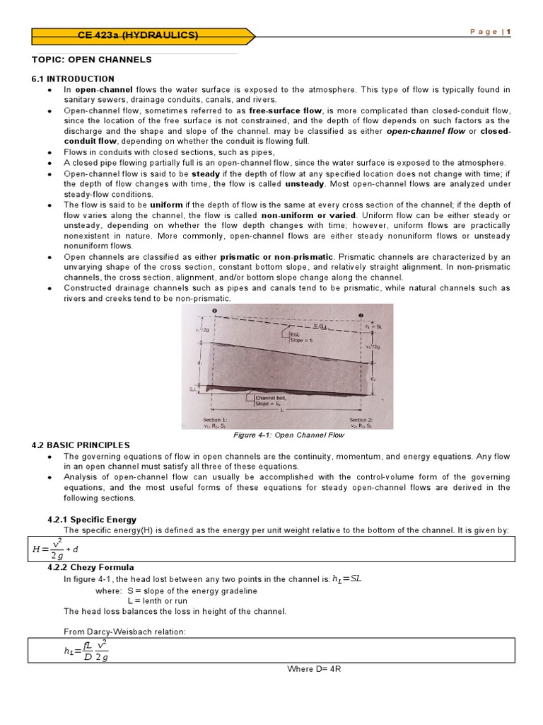 Lesson 6 Open Channels | PDF | Classical Mechanics | Applied And Interdisciplinary Physics