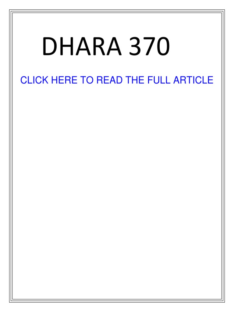Dhara 370 Article 370 PDF | PDF