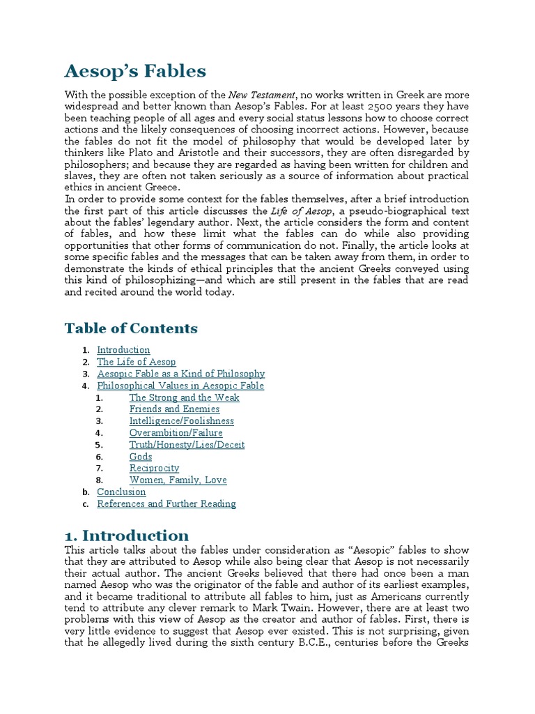 Aesop's Fables: Ancient Ethics | PDF | Aesop | Socrates