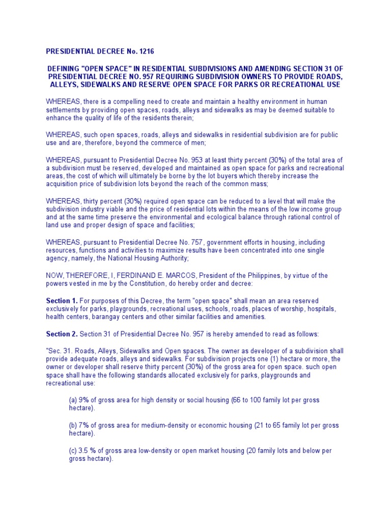 PD 1216 | PDF | Marriage | Law And Economics