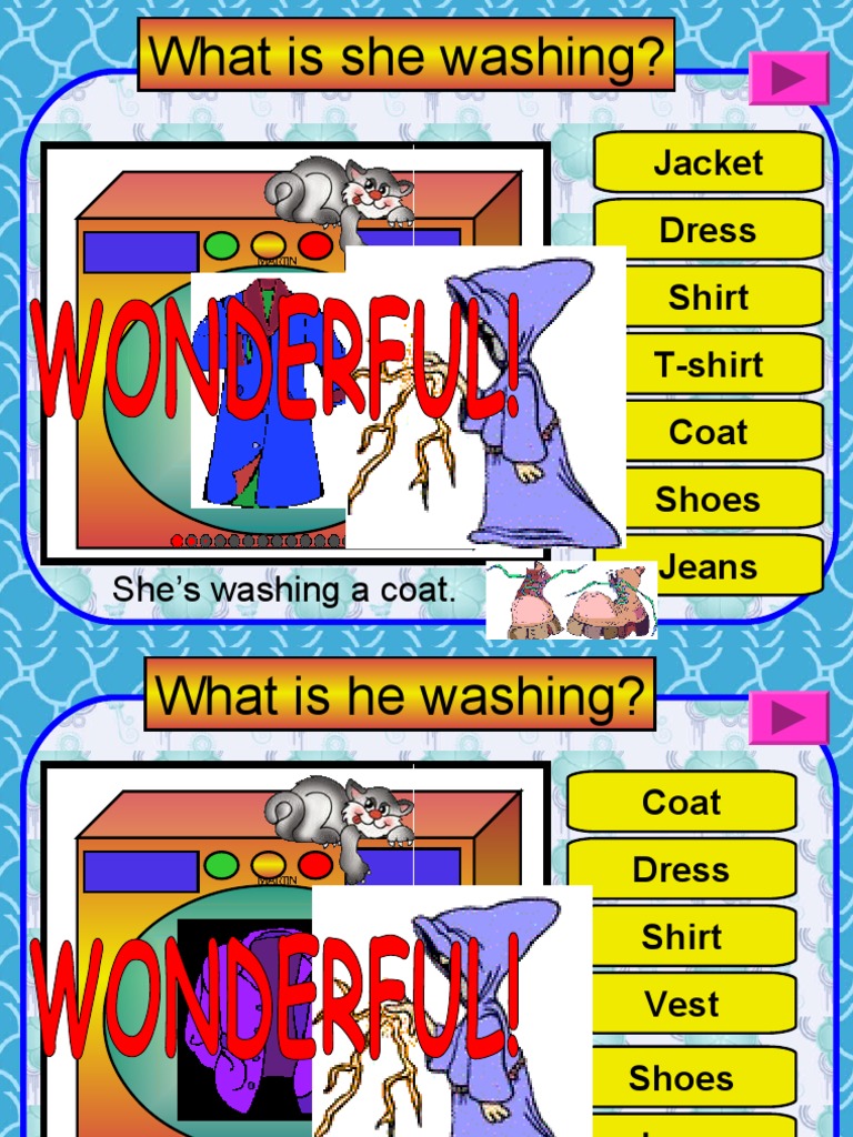 Clothing Washing and Wearing Activities | PDF | Blouse | Jeans