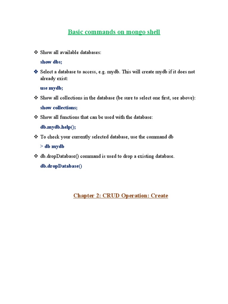 Basic Commands On Mongo Shell | PDF | Mongo Db | Data Management
