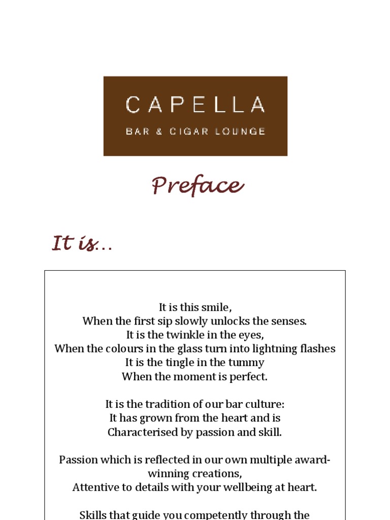 Capella Bar Menu - Breidenbacher Hof, Dusseldorf Germany | PDF