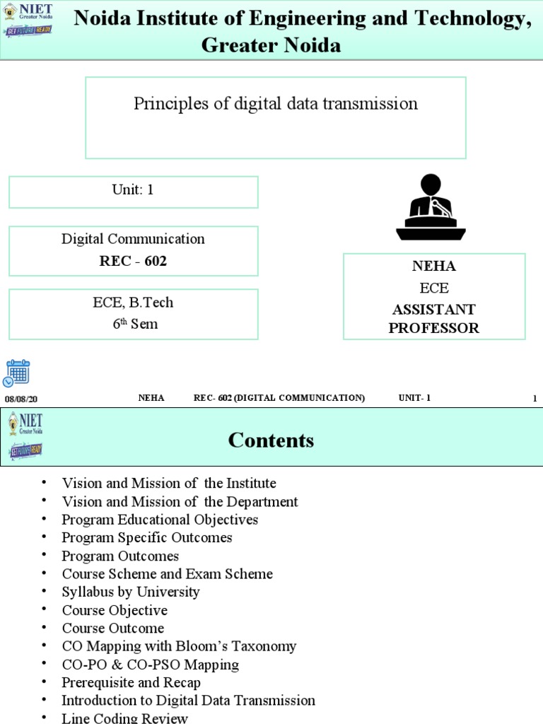 Principles of Digital Data Transmission: Unit: 1 | PDF | Modulation ...