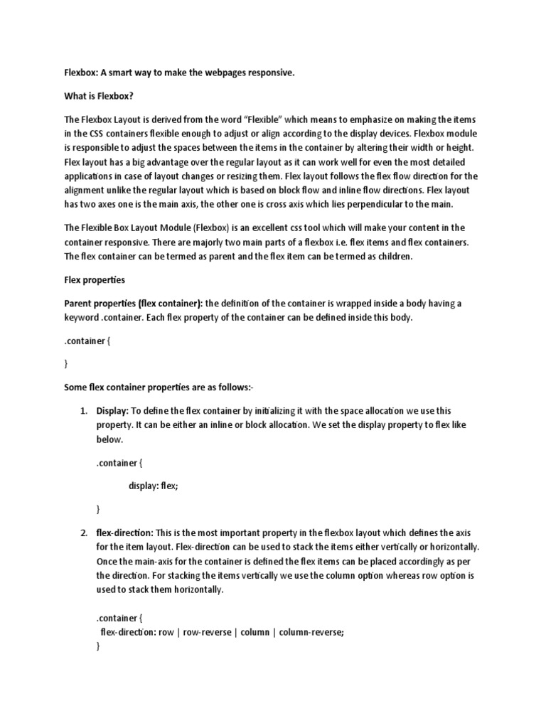 Flexbox A Smart Way To Make The Webpages Responsive What Is Flexbox