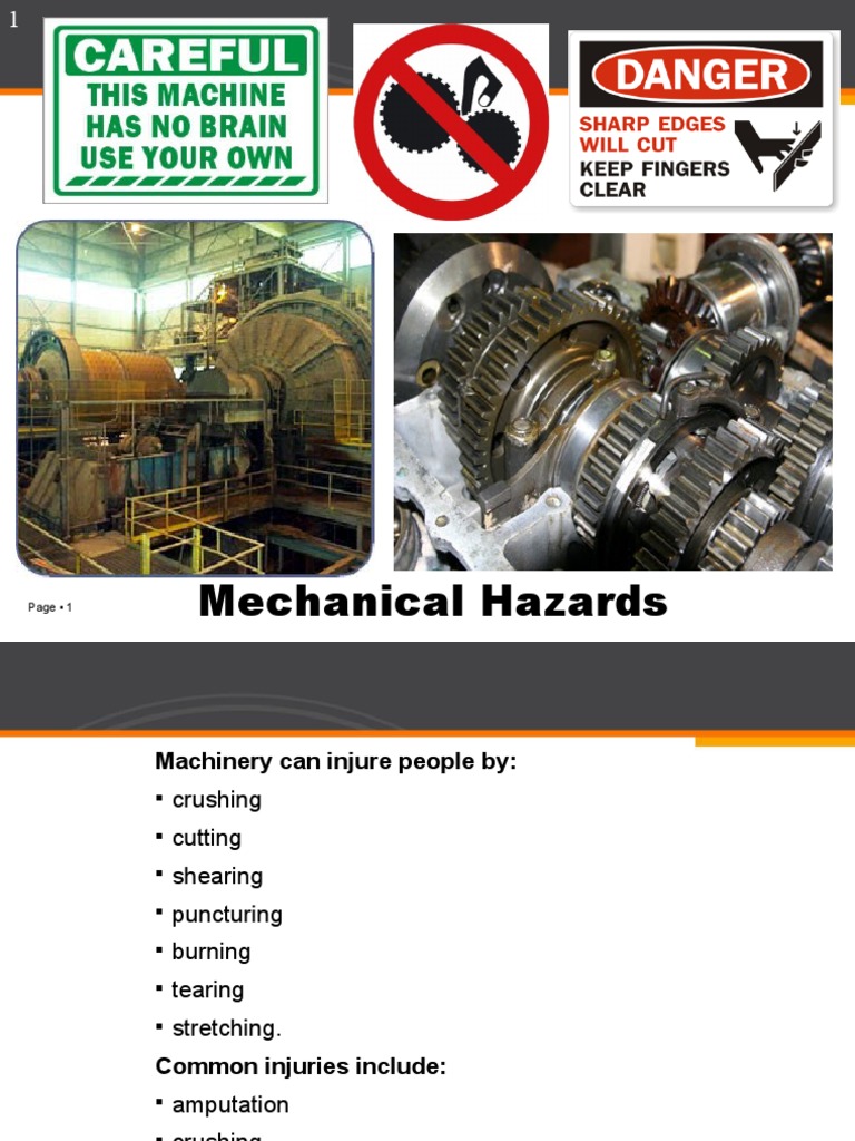 Mechanical Hazards: Page 1 | PDF | Machines | Transmission (Mechanics)