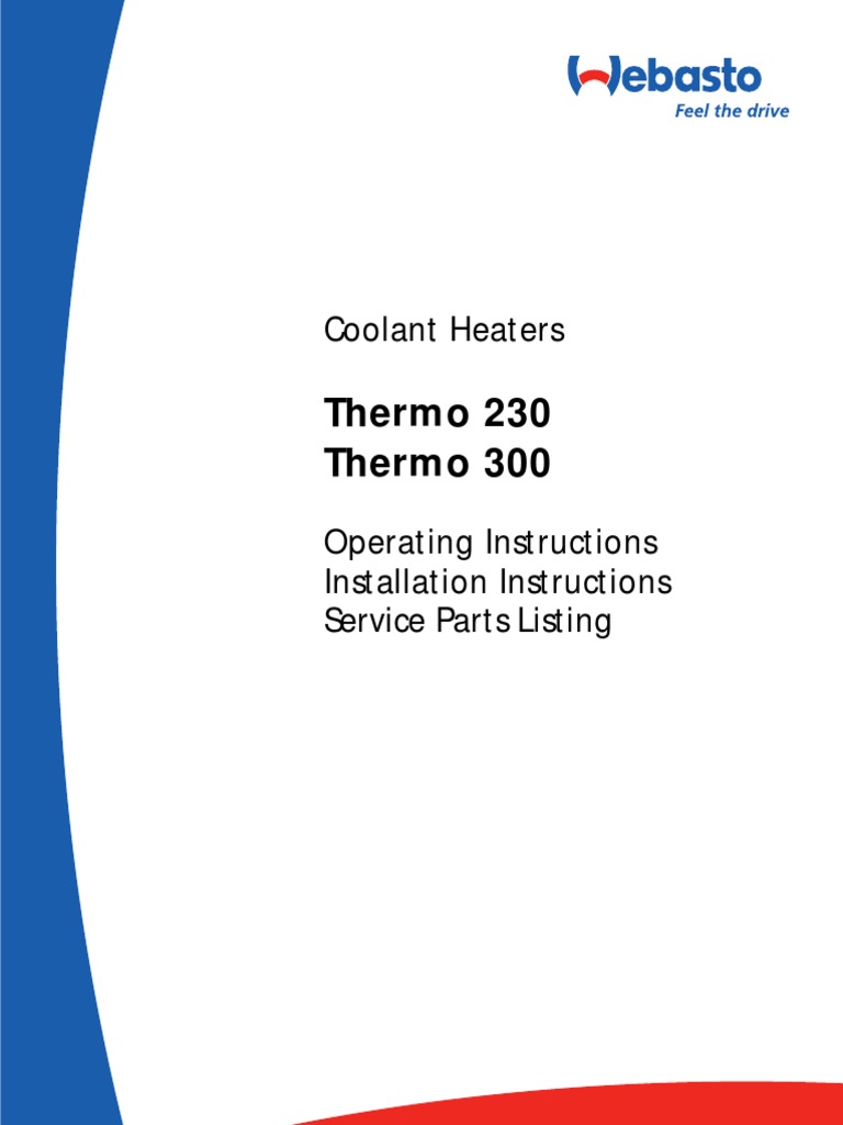 Coolant Heaters Thermo 230 Thermo 300 Operating Instructions ...