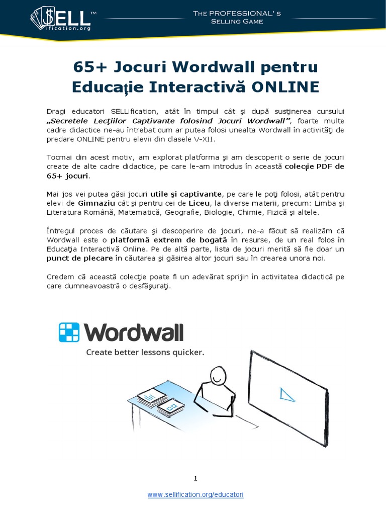 65 Jocuri Wordwall Pentru Educație Interactivă ONLINE PDF | PDF