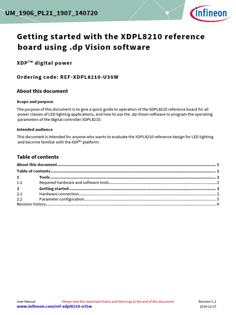 Infineon-Getting Started REF XDPL8210 U35W DP - vision-GettingStarted-v01 01-EN | PDF ...