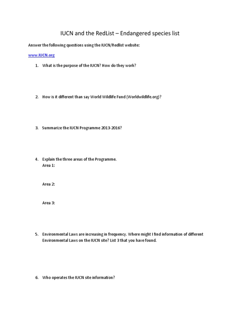 IUCN Red List & Programme Overview | PDF | Computers
