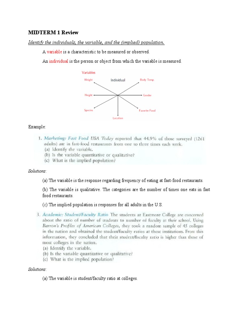 STAT 200 Midterms Review | PDF | Level Of Measurement | Sampling (Statistics)