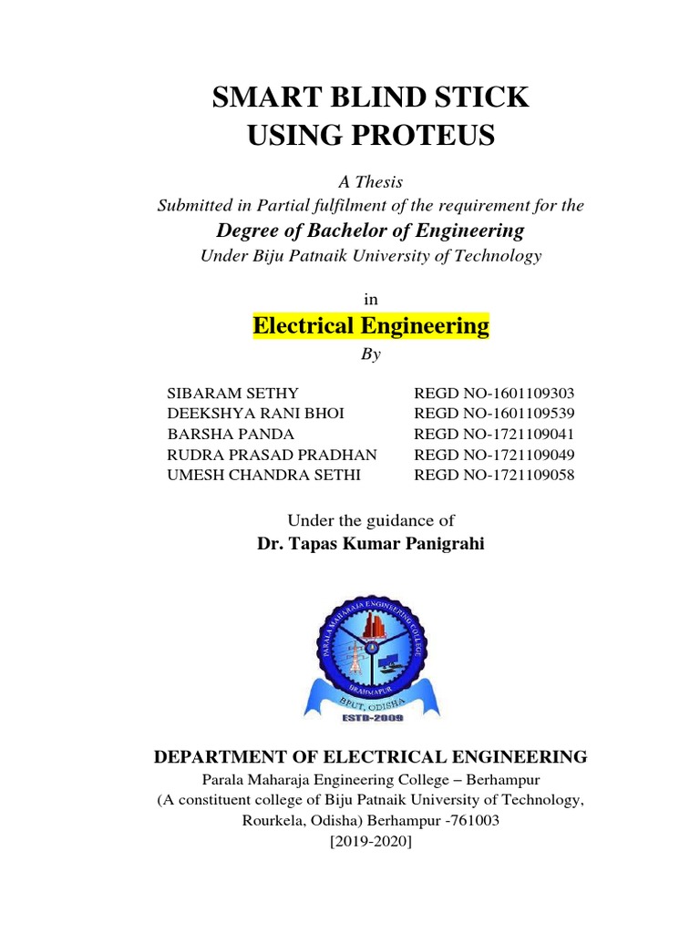 Smart Blind Stick Using Proteus: Electrical Engineering | PDF | Arduino ...