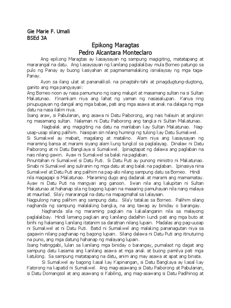 Epikng Maragtas Short | PDF