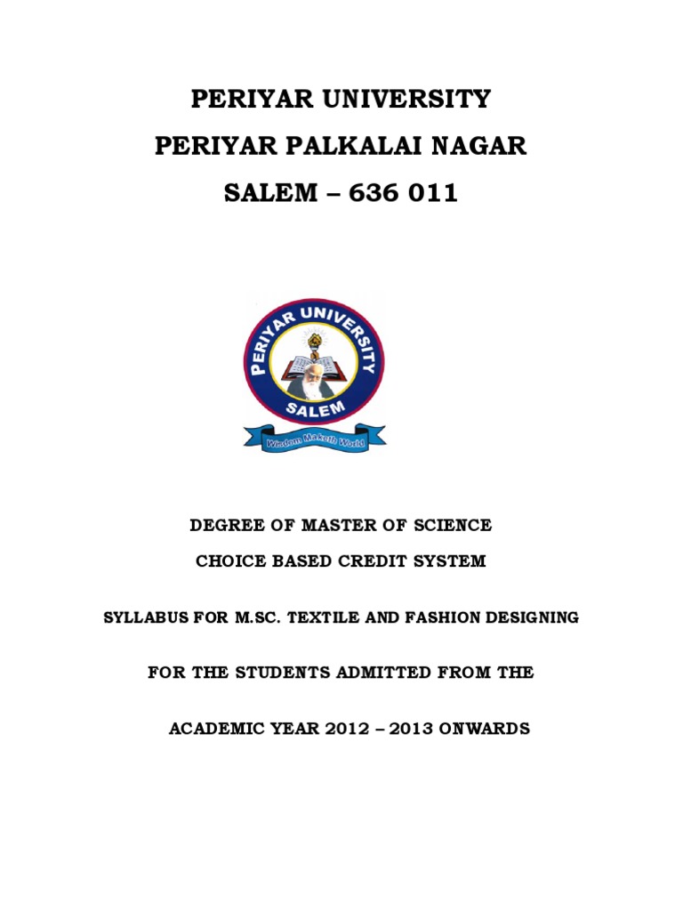 M.Sc. Textile and Fashion Designing Syllabus | PDF | Thesis | Dyeing