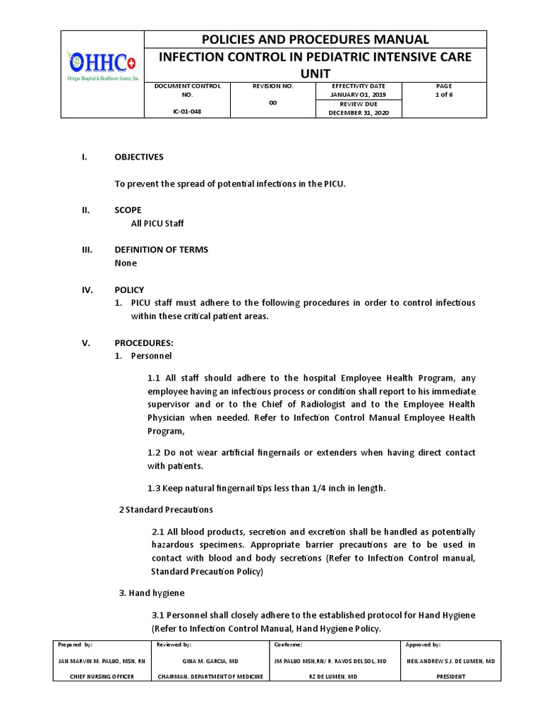 Ic-01-048 Infection Control in Pediatric Intensive Care Unit | PDF ...