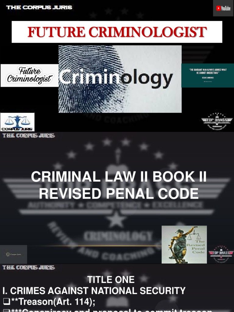 CRIMINAL LAW 2 BOOK 2 Corpus Jusris Part 1 PDF | PDF | Treason | Assault